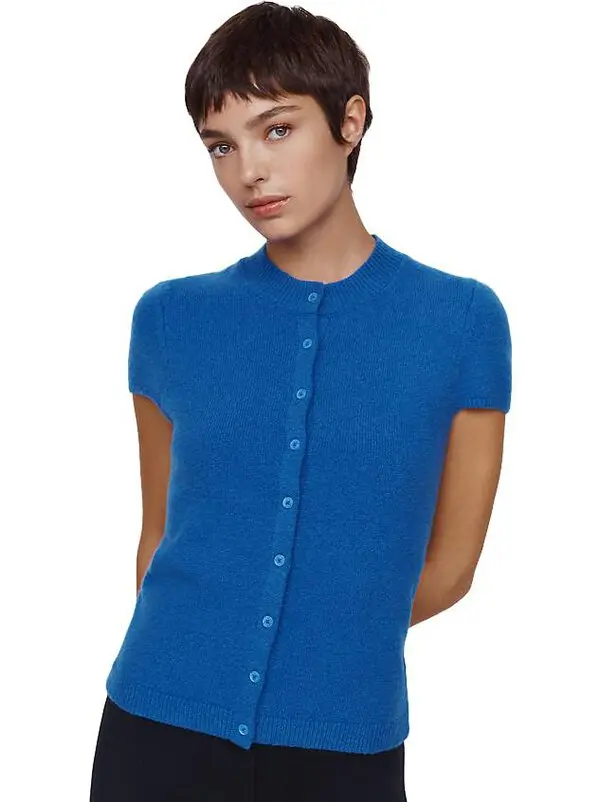 Maeve Wool Blend Cap-sleeve Cardigan - Varsity Blue