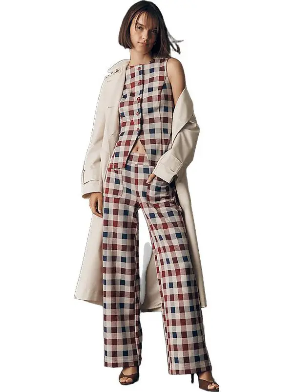 Maeve Knit Pants - Red Plaid