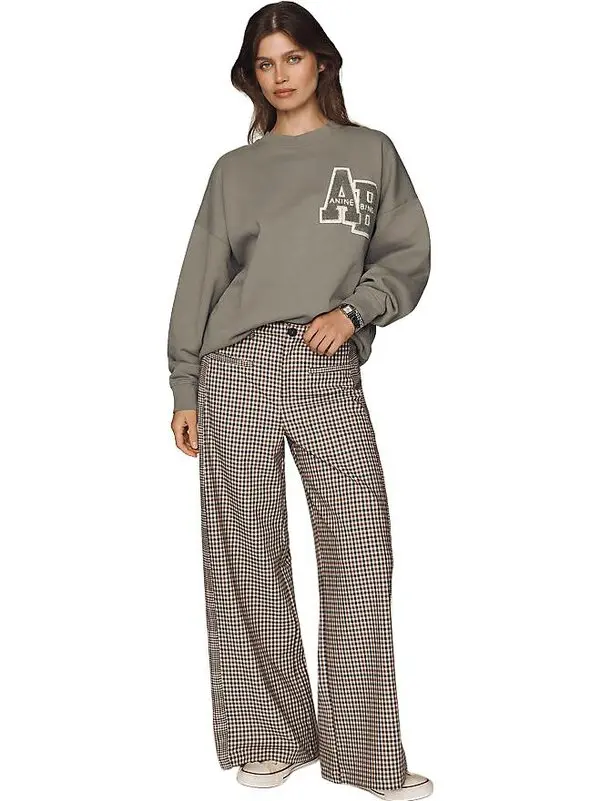 Maeve High Rise Wide Leg Trousers Pants - Multi Plaid