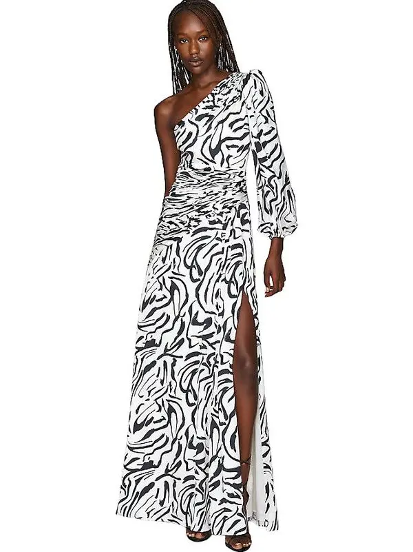 Mac Duggal One Shoulder Maxi Dress - Ivory Pattern