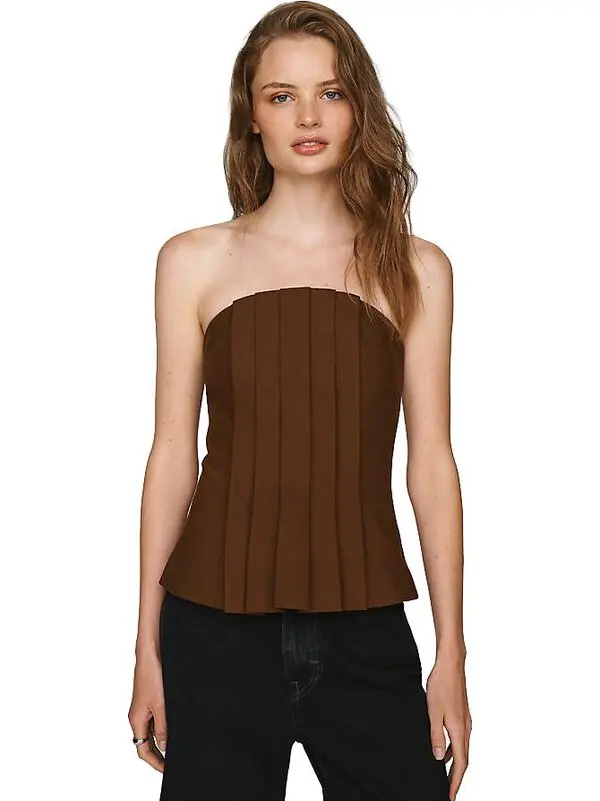 MARE MARE Strapless Pleated Top - Brown