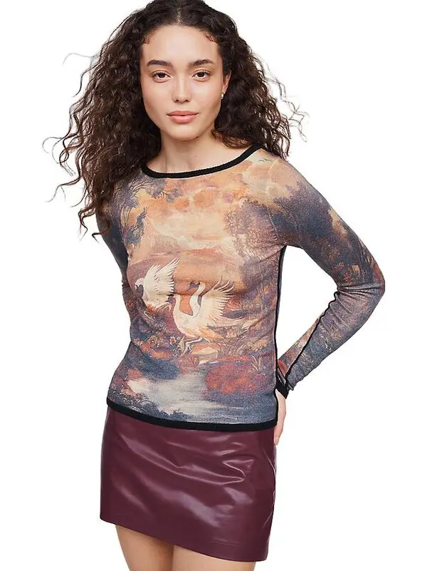 Anthropologie Wool Blend Long Sleeve Top - Brown Pattern
