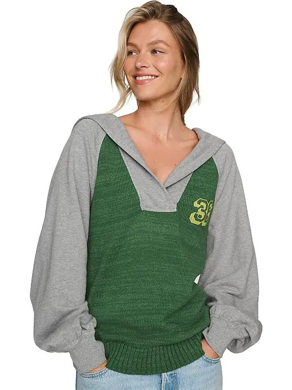 PILCRO Colorblocked Hoodie - Green Pattern