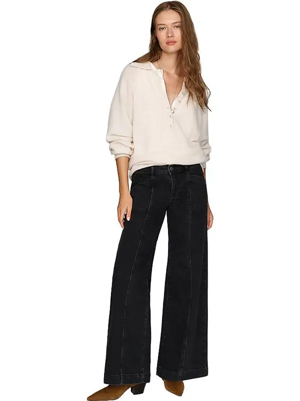 PILCRO Nico Mid Rise Flare Jeans - Black