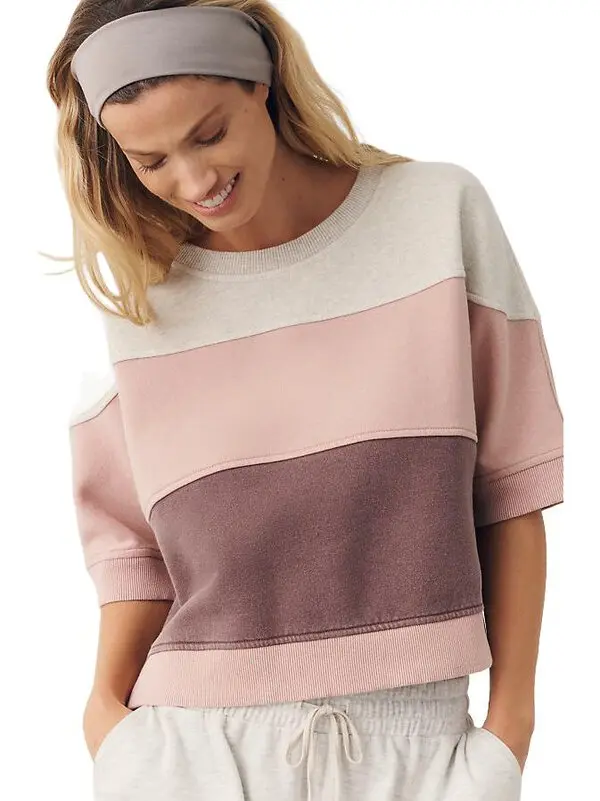 Daily Practice Short Sleeve Boxy Top - Brown Pattern