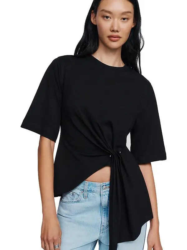SOVERE / Sohvi 100% Cotton Asymmetrical Top - Black