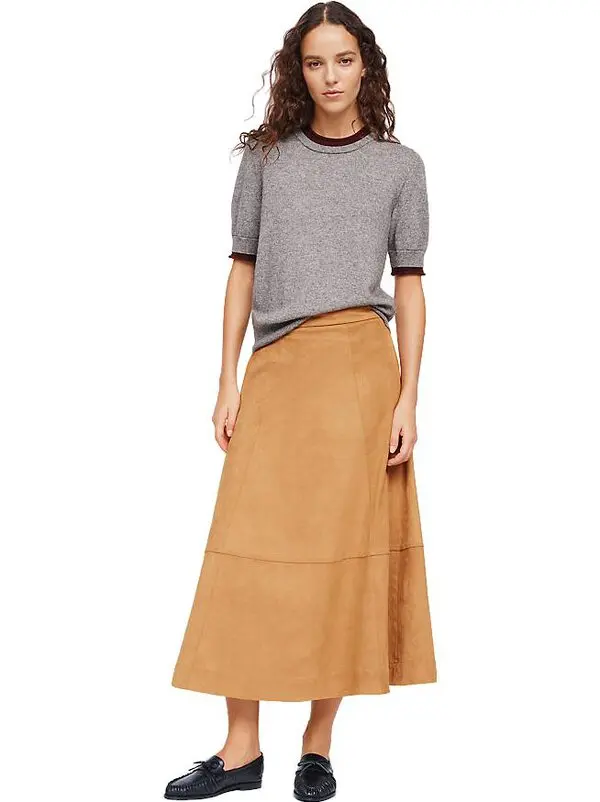 FAVORITE DAUGHTER Aspen Faux Suede Midi Skirt - Camel