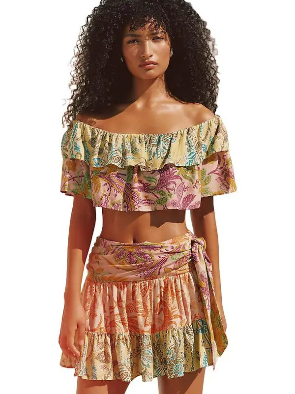 CELANDINE Sarong Mi Skirt - Orange Pattern