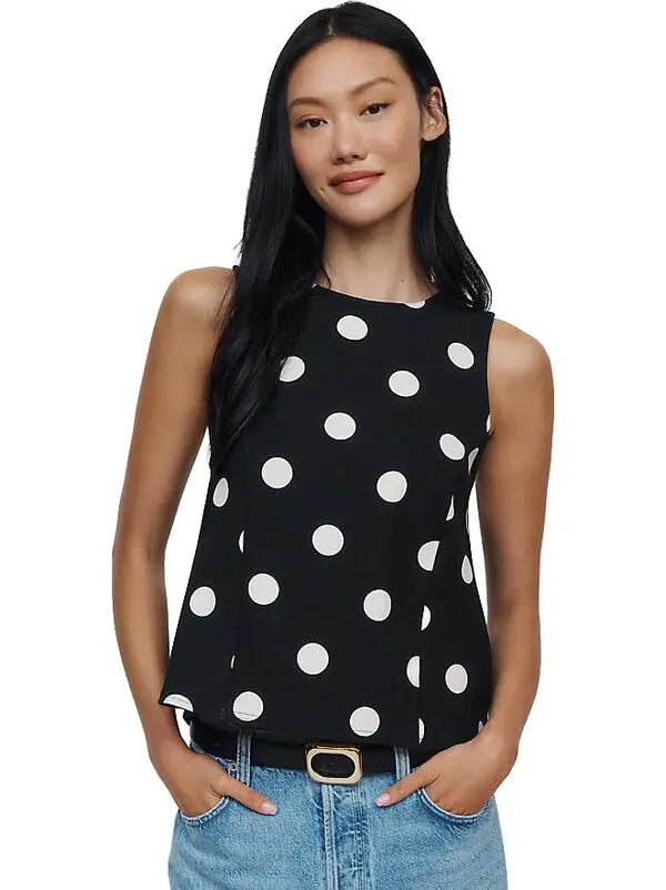 Maeve Boxy Bow Tank Top - Black Pattern