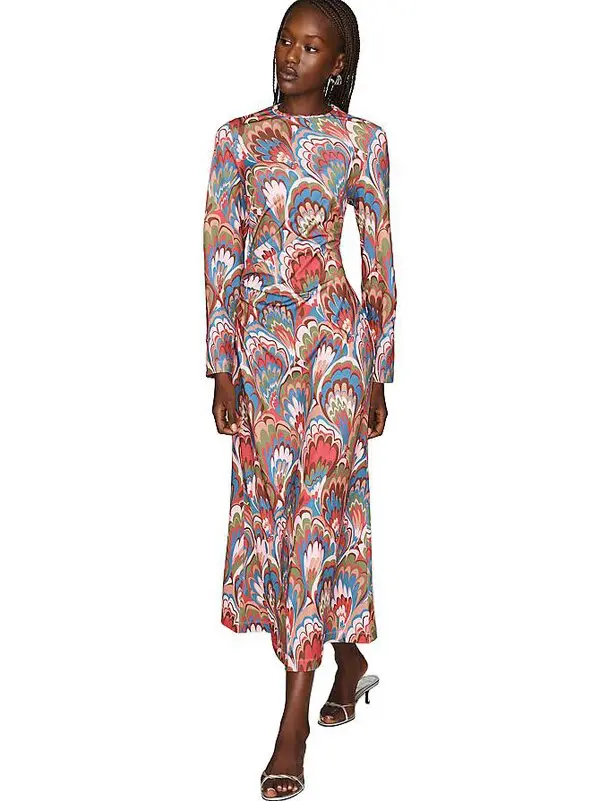 Mestiza New York Gabriella Long-sleeve Midi Dress - Blue Pattern