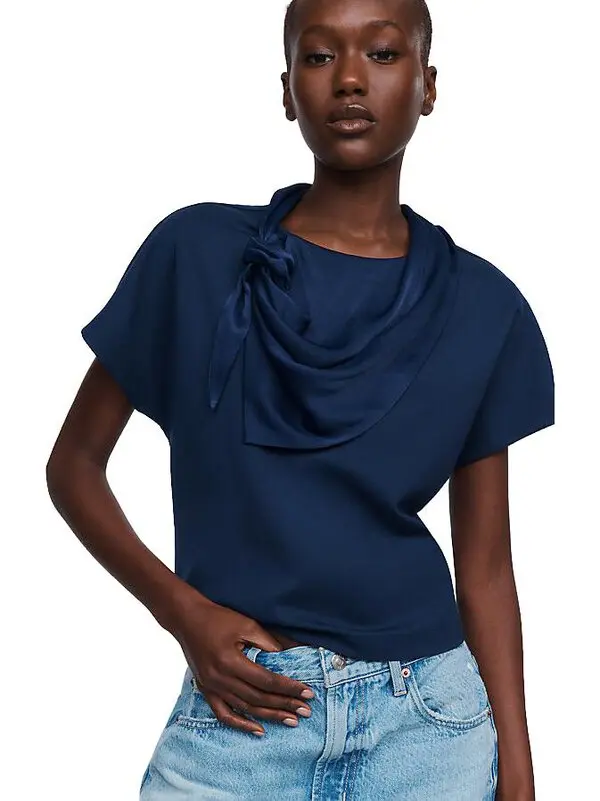 Maeve Silken Scarf Tee - Navy