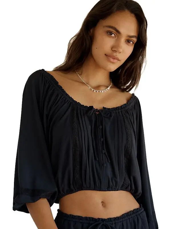LYREBIRD Peasant Top Modaluxe - Black