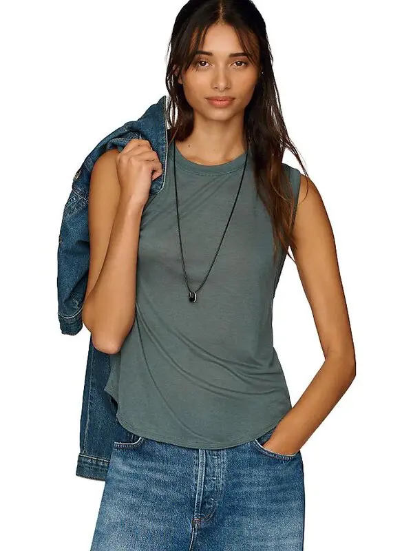 Anthropologie Vnie Wool Blend Tissue Weight Tank Top - Pine