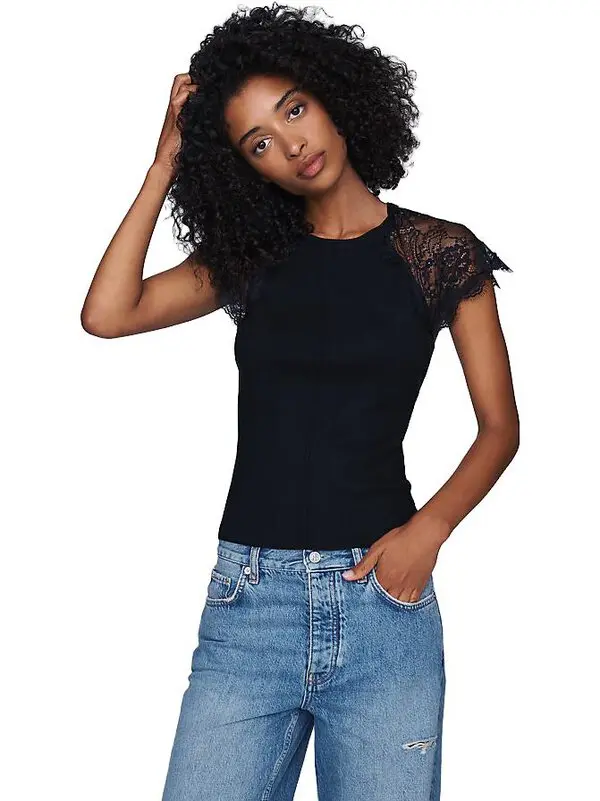 Anthropologie Lace Open-back Sweater - Black