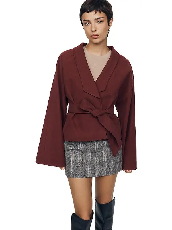 SIEMPRE Faux Suede Dolman Jacket - Wine