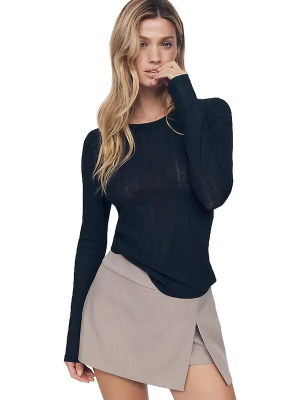 Anthropologie Semi-sheer Long-sleeve Top - Black