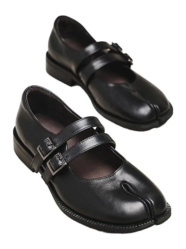 ALL BLACK Split-toe Mary Janes - Black