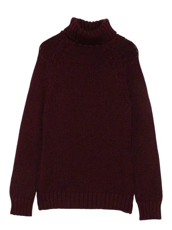 BASE Wool Turtle-neck Sweater - Red