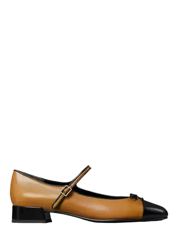 Tory Burch Cap-toe Mary Jane Bow Ballet Flats 25mm - Neutrals