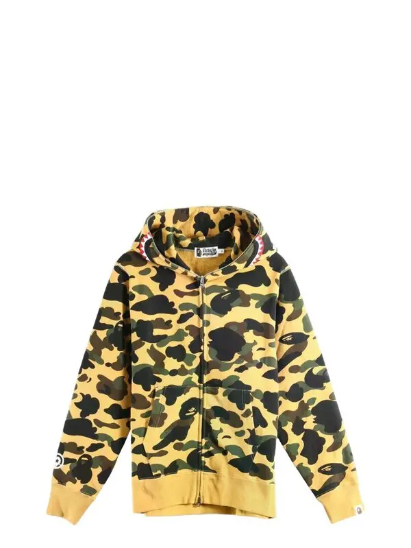 A BATHING APE Camouflage-print Shark Hoodie - Yellow