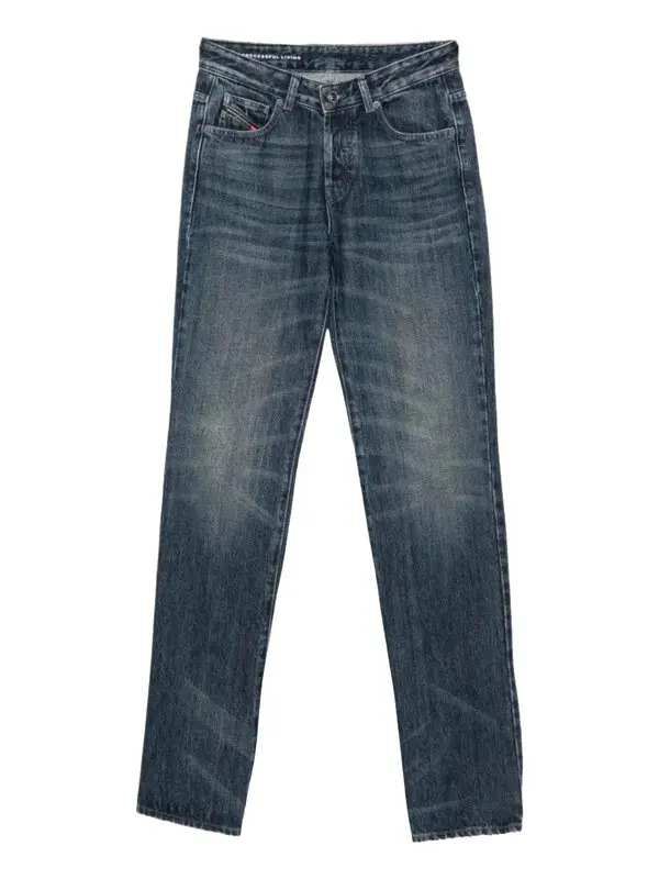 DIESEL® Regular Fit Mid-rise Straight Leg 5-pocket Jeans In 100% Cotton - Blu