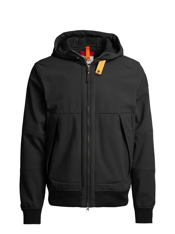 PARAJUMPERS Adjustable Drawstring Hood Zip Jacket With Ribbed Cuffs & Pockets - Nero