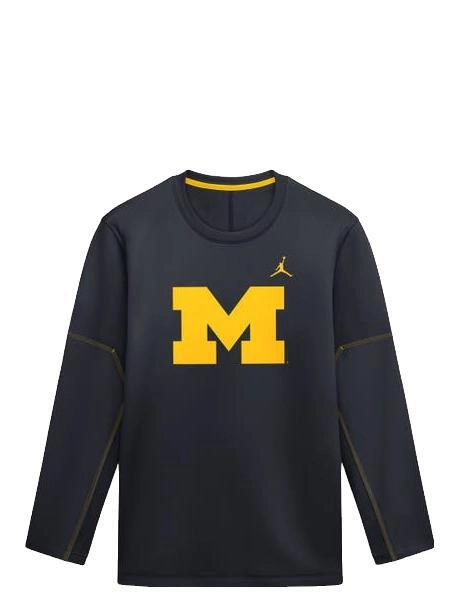JORDAN BRAND Michigan Wolverines 2026 Sideline Coaches Therma-fit Long Sleeve Top - Navy