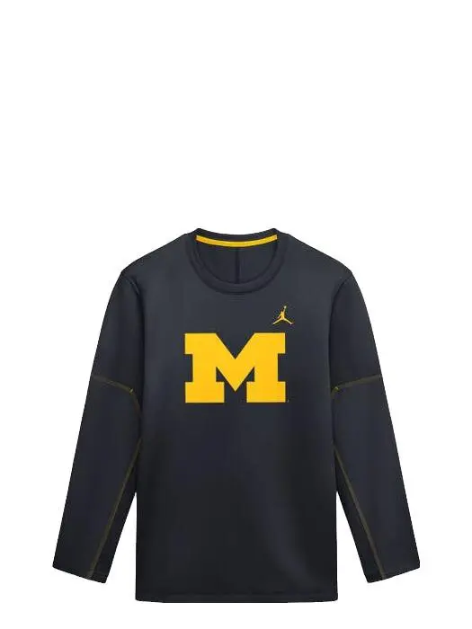 JORDAN BRAND Michigan Wolverines 2026 Sideline Coaches Therma-fit Long Sleeve Top - Navy