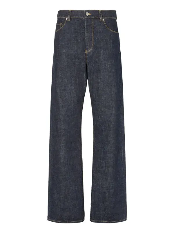 Fendi Regular-fit 5-pocket Jeans With Yellow Stitching - Multicolor