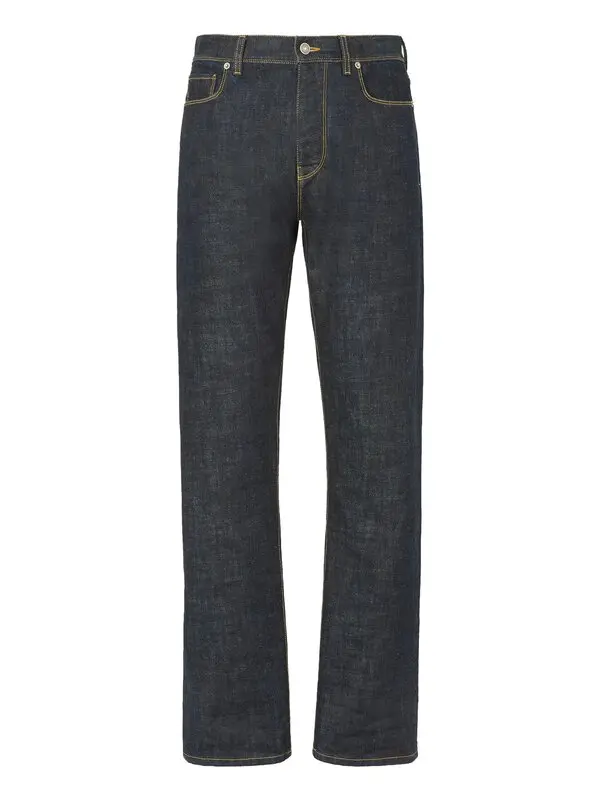 Fendi Slim-fit 5-pocket Jeans With Yellow Topstitching - Blu