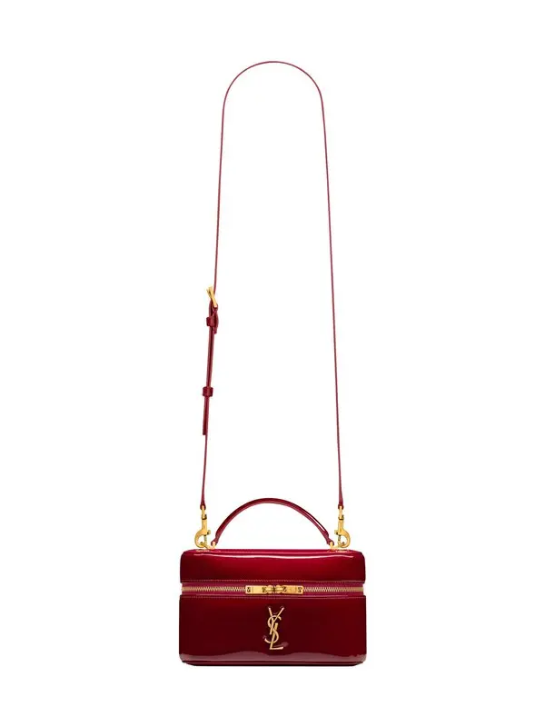 Saint Laurent Mini Leather Card Case Bag With Zip Closure - Rosso