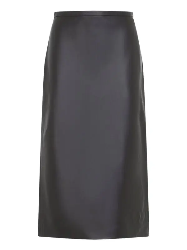 Co Lambskin Leather Midi Pencil Skirt - Brown