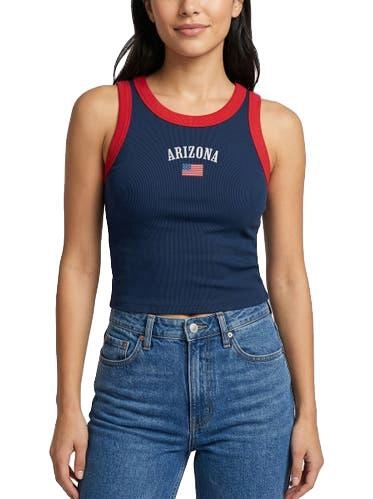 USCAPE APPAREL Red Arizona Wildcats Americana Wordmark Ribbed Tank Top - Navy