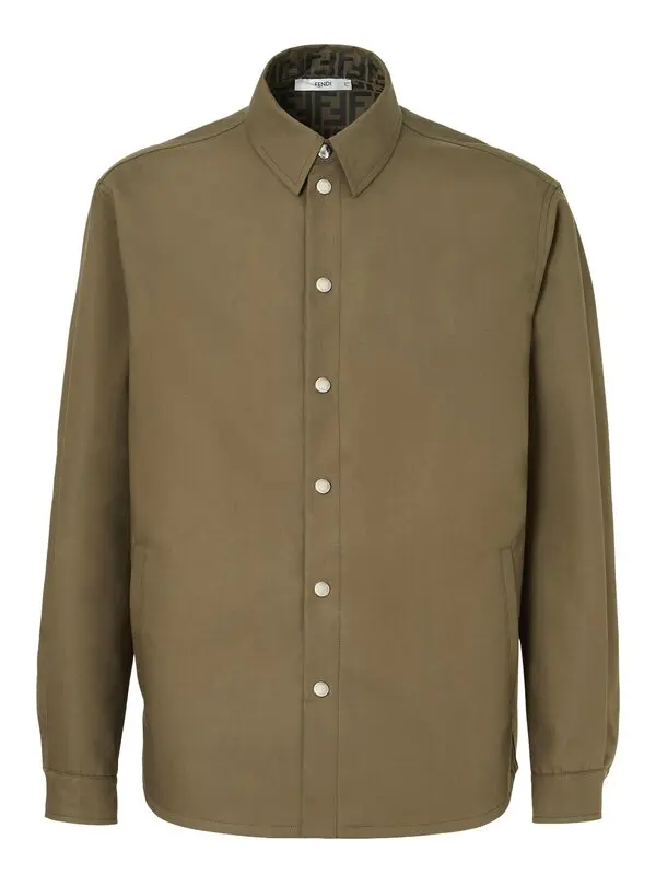 Fendi S Ff Motif Shirt With Side Welt Pockets And Press-stud Closure - Verde
