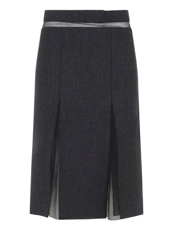 Prada Wool Blend Midi Skirt - Grey