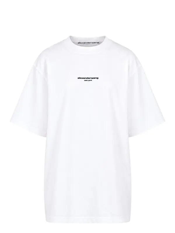 Alexander Wang Logo Crew Neck Cotton T-shirt With Oversized Fit And Voluminous Sleeves - White