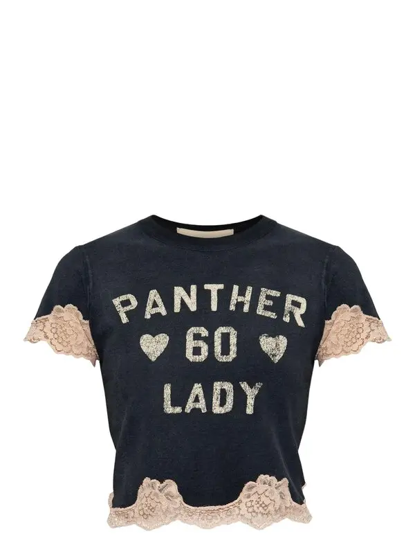 Valentino Garavani Graphic Lace-trim T-shirt - Black