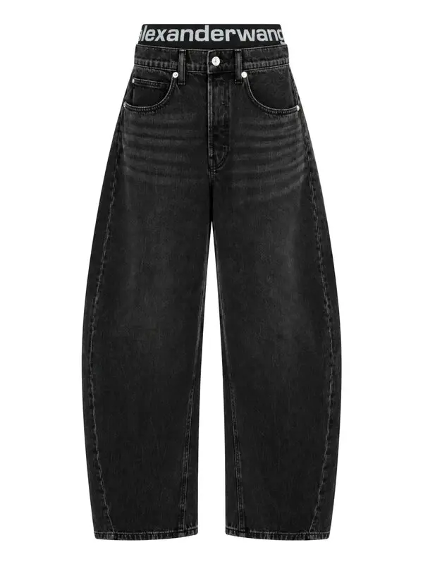 Alexander Wang Balloon Jeans In Cotton Denim With Elastic Waistband - Grey