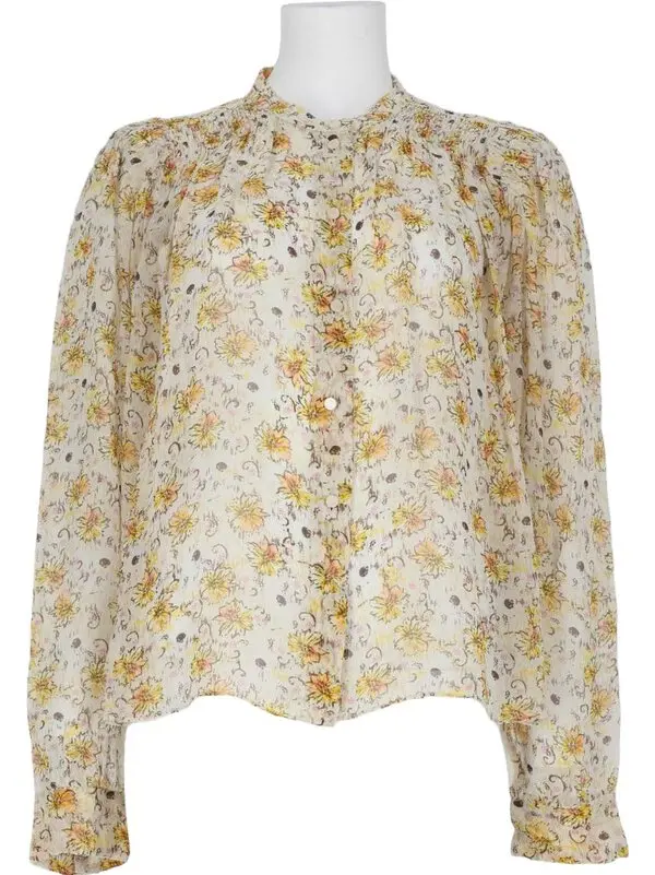 MARANT ETOILE Floral Print Sheer Button Front Blouse - Multicolour