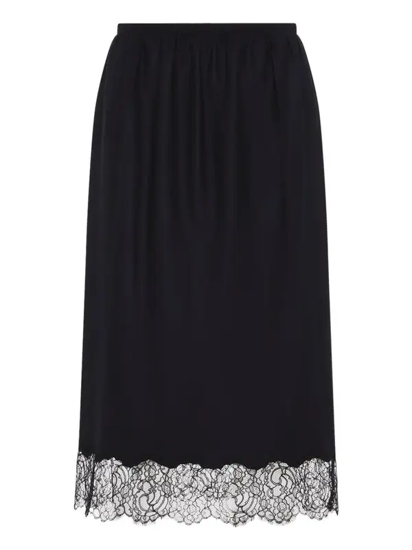 Carven Pull-on Wool-cotton-silk Midi Lingerie Skirt - Black