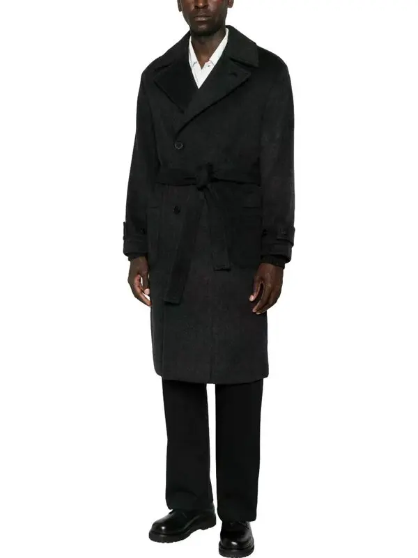 AMARANTO Belted Button-fastening Coat - Grey