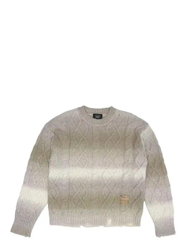 HTC LOS ANGELES Cable-knit Distressed Sweater - Neutrals