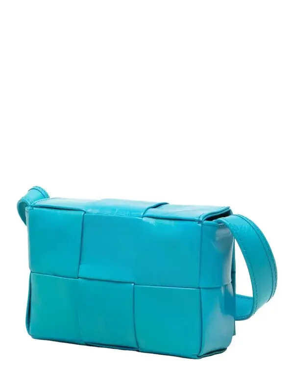Bottega Veneta 2012-2026 Candy Paper Calfskin Intrecciato Cassette Crossbody Bag - Blue