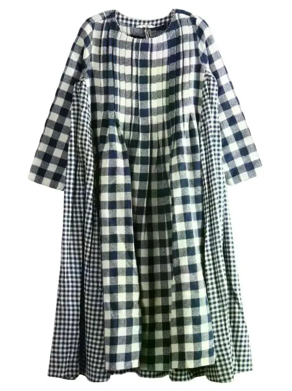 Pero Check-pattern Loose-fit Midi Dress - Blue