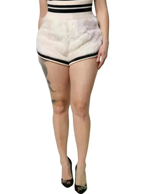 Dolce & Gabbana Faux-fur Striped Shorts - Neutrals