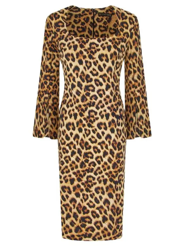Chiara Boni La Petite Robe Meizi Leopard-print Slit-sleeve Midi Dress - Neutrals