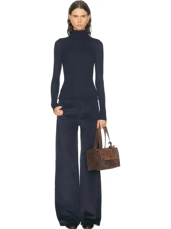 Sprwmn Long Sleeve Mock Neck Top - Navy