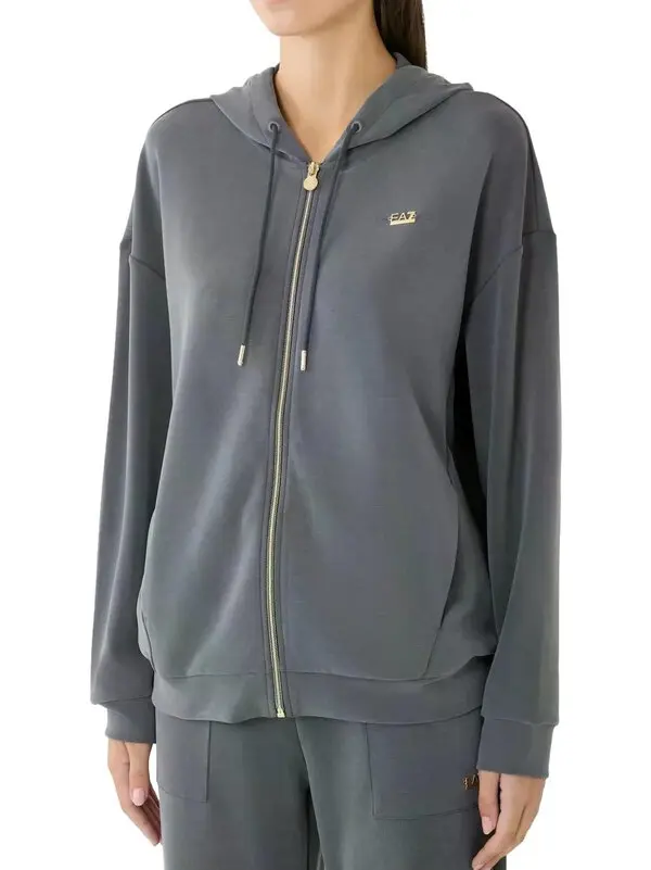 EA7 Logo-plaque Zip-up Hoodie - Grey