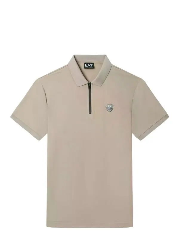 EA7 Train Premium Shield Zip-fastening Logo-patch Polo Shirt - Neutrals