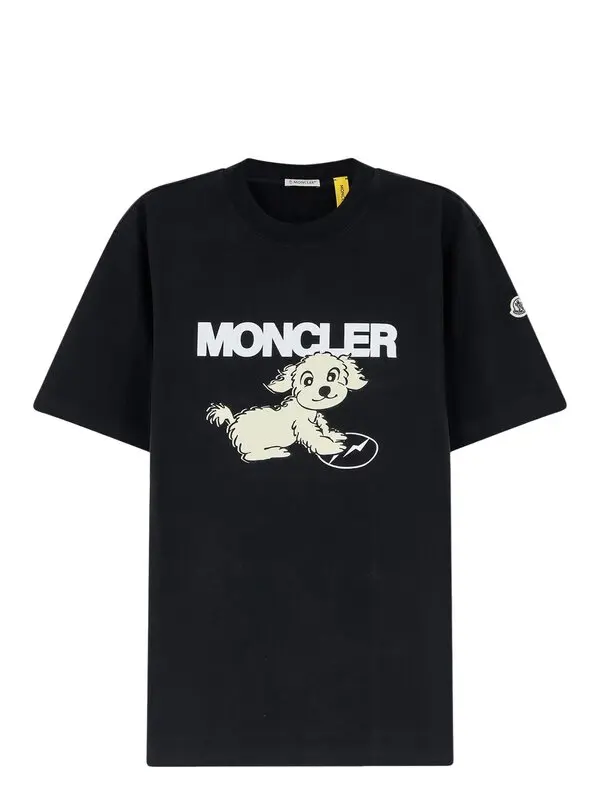 Moncler Cotton Tshirt With Print - Black